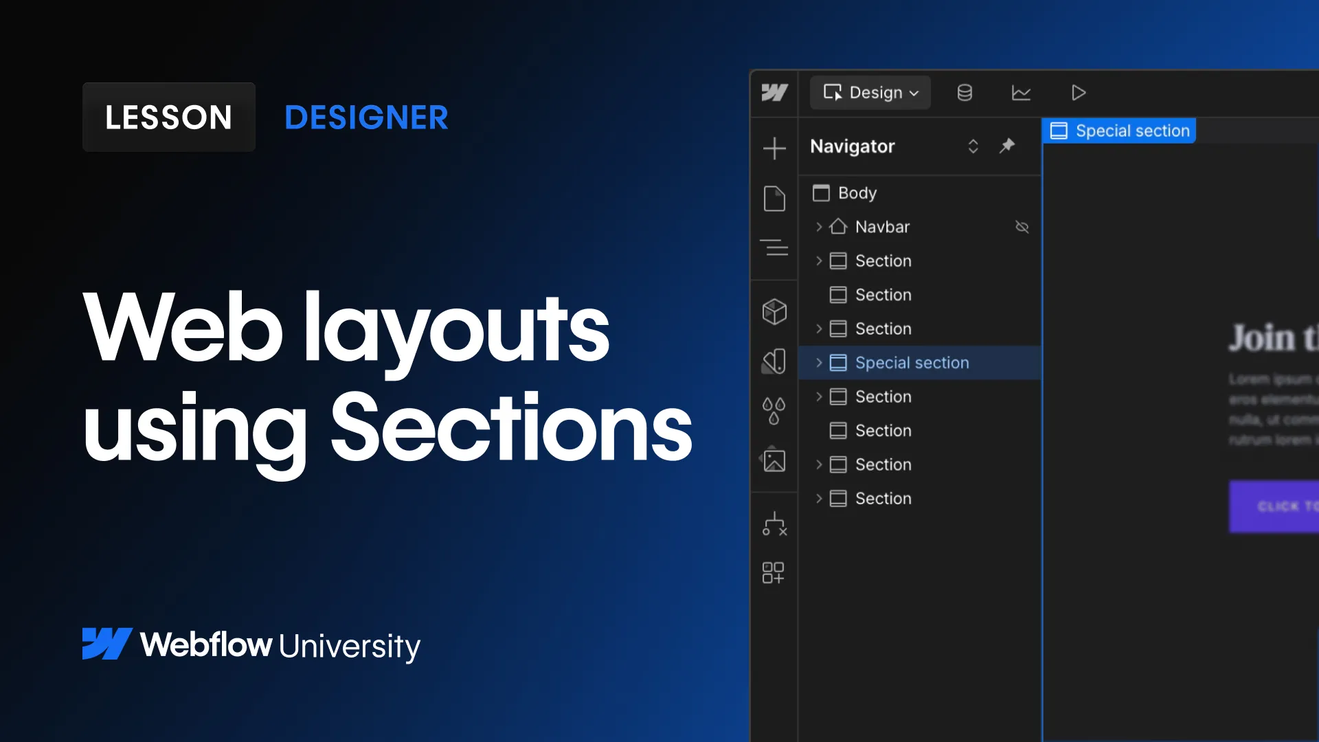 Web layouts using sections - Webflow University